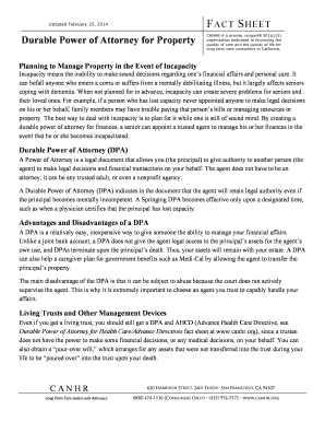 Fillable Online canhr Durable Power of Attorney for Property Fax Email ...