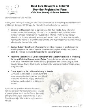 Fillable Online childrenscabinet Child Care Subsidy ...