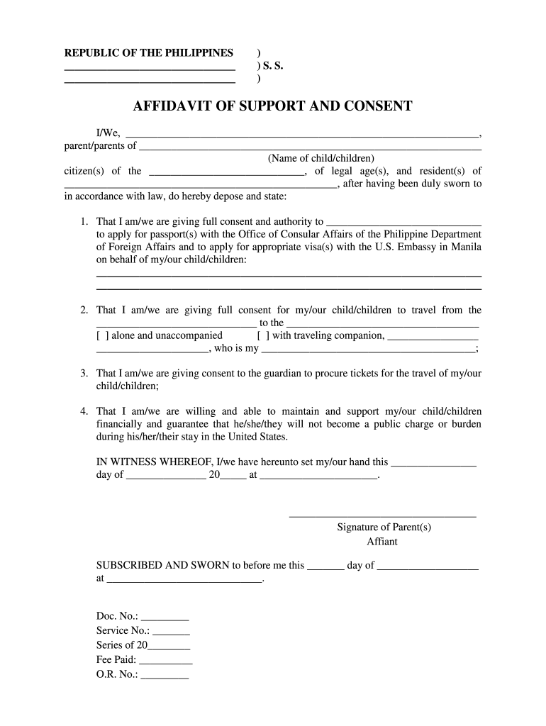 Philippines Affidavit Support Fill Online Printable Fillable Blank 