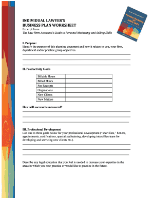 Fillable Online Individual lawyer's business plan worksheet - Legal ...