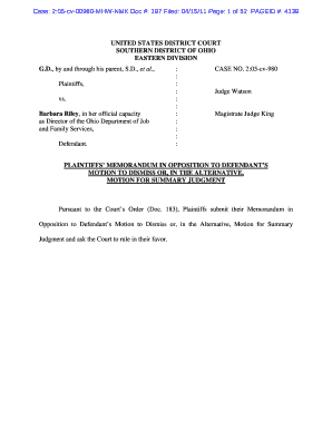 Fillable Online Plaintiffs' Memorandum in Opposition to Defendant's Motion to ... Fax Email ...