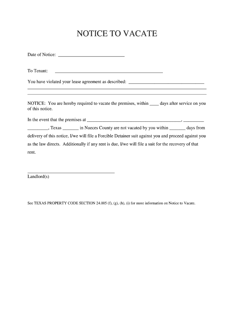 Texas Eviction Notice To Vacate Form Fill Out Sign Online DocHub
