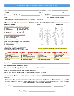 Fillable Online New Client Form - River Therapeutic Massage Fax Email ...