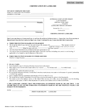 Fillable Online judiciary state nj nj judiciary landlord certification ...