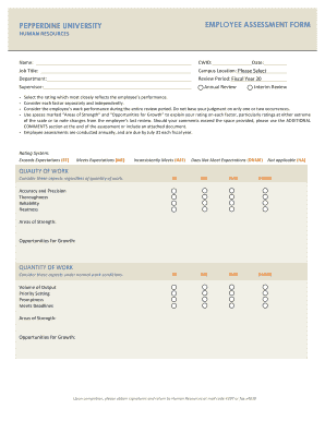 Fillable Online community pepperdine EMPLOYEE SSESSMENT FORM FORM Fax Email Print - pdfFiller