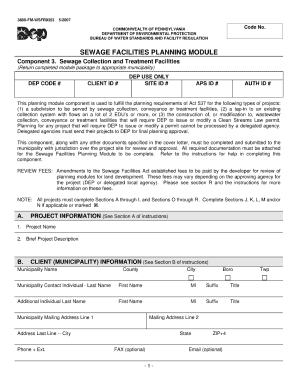 Fillable Online elibrary dep state pa Pa dep sewer planning module ...