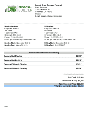 Fillable Online Sample Snow Services Proposal Fax Email Print - pdfFiller