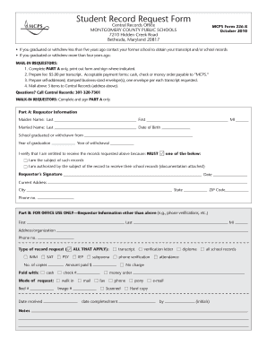 Fillable Online montgomeryschoolsmd RECORDS REQUEST FORM - Gwinnett County Public Schools Fax ...
