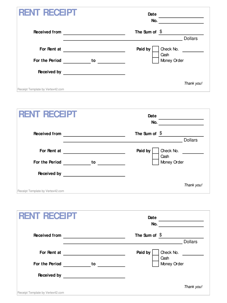 Rent Receipt Template Fill Online Printable Fillable Blank PdfFiller