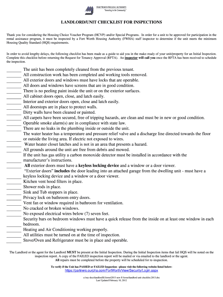 Fillable Online 2014 Inspection Checklist - First Fax Email Print ...
