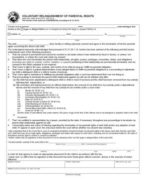 Fillable Online VOLUNTARY RELINQUISHMENT OF PARENTAL RIGHTS Fax Email ...