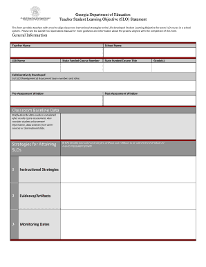 Fillable Online gadoe SLO Teacher Implementation Form - Georgia ...
