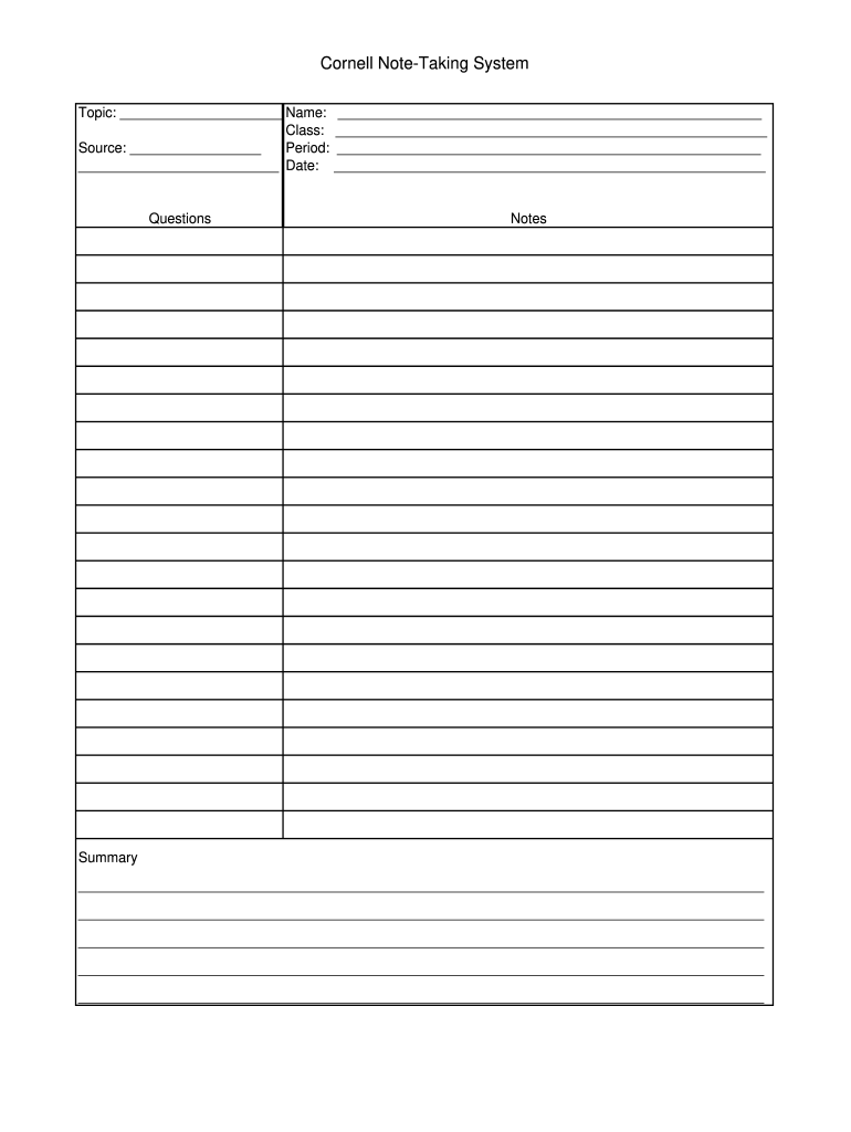 Note Taking Template Pdf Fill Online Printable Fillable Blank 