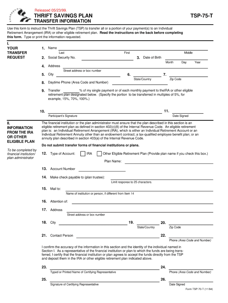 Tsp Form 75 Fill Online Printable Fillable Blank PdfFiller