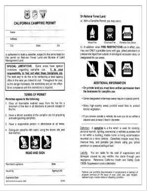 Fillable Online fs usda CALIFORNIA CAMPFIRE PERMIT (FAX VERSION) - fs ...