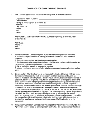 Fillable Online CONTRACT FOR GRANTWRITING SERVICES I Fax Email Print ...