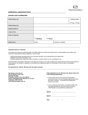 Fillable Online The Preliminary Assessment Form Fax Email Print - pdfFiller