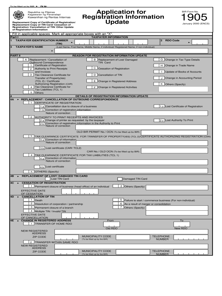 Bir Form 1905 2020 2022 Fill And Sign Printable Template Online US Bir Form 1905 2020 2022 Fill And Sign Printable Template Online US