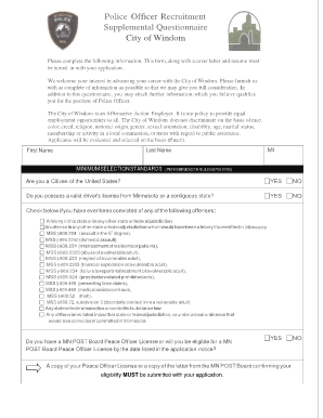 Fillable Online Police Officer Recruitment Fax Email Print - pdfFiller