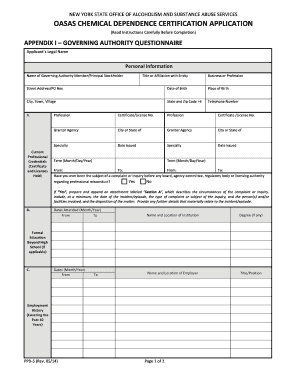 Fillable Online oasas ny Appendix I of the Certification Application ...