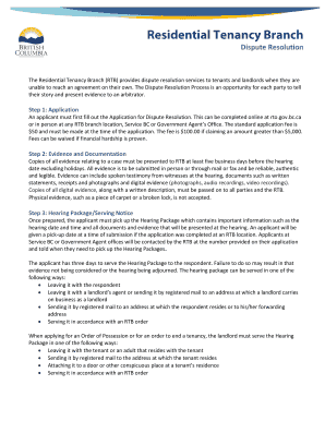 Fillable Online Dispute Resolution Process - Housing Matters BC Fax ...