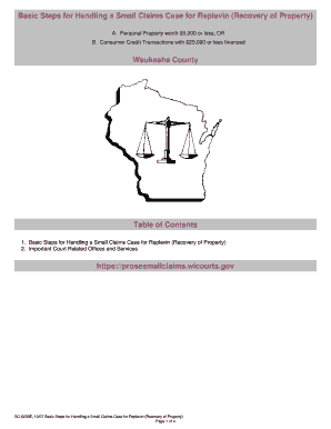Fillable Online waukeshacounty Basic Steps for Handling a Small Claims ...
