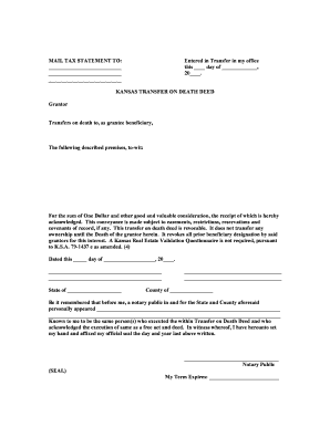 Fillable Online Uniform real property transfer on death act - Uniform ...