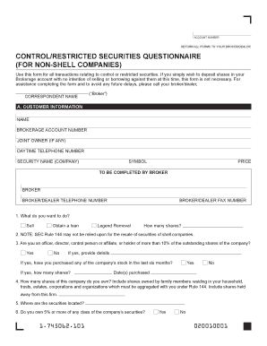 Fillable Online Restricted Stock Questionaire - Zions Direct Fax Email Print - pdfFiller