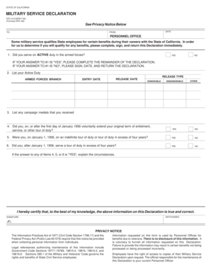 Fillable Online documents dgs ca MILITARY SERVICE DECLARATION - State ...