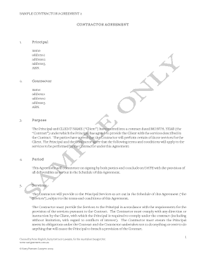 Fillable Online SAMPLE CONTRACTOR AGREEMENT 2 CONTRACTOR ... Fax Email ...