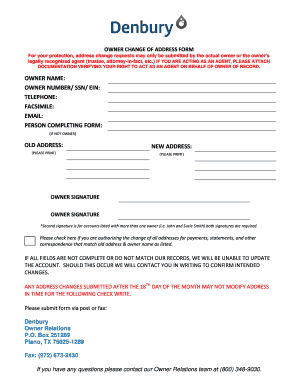 Fillable Online Owner change of address form Fax Email Print - pdfFiller