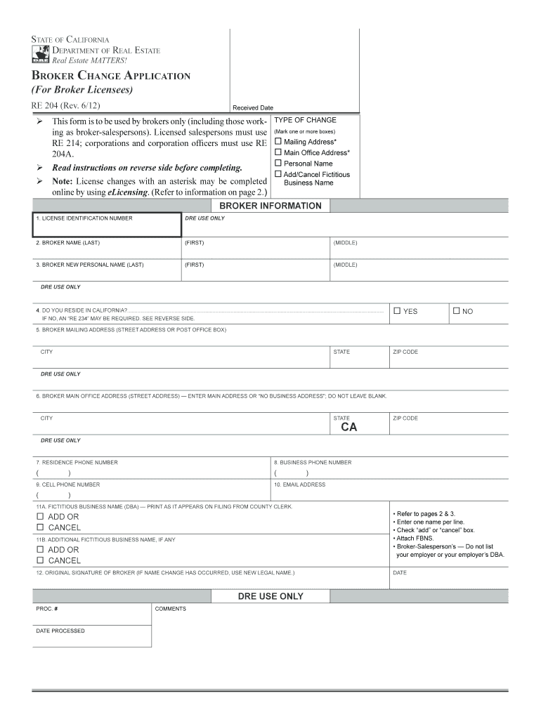 Fillable Online State of California Department of real eState Real Fax Email Print - pdfFiller