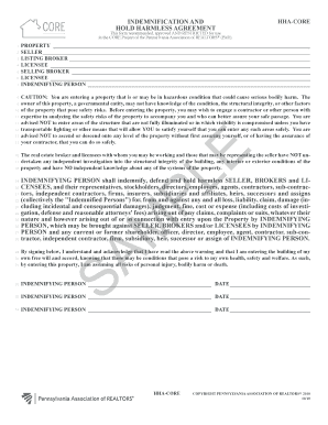 Fillable Online Indemnification and Hold Harmless Agreement Fax Email ...
