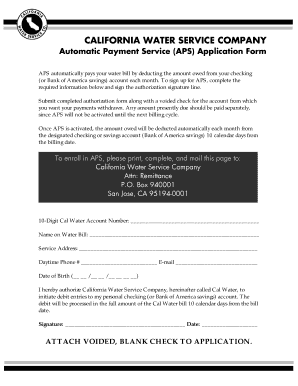 Fillable Online (APS) Application Form - California Water Service ...