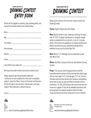 Fillable Online cincinnatilibrary ComicCon_Drawing_Contest_Form ...