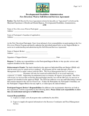 Fillable Online dda dhmh maryland Participant Agreement - DDA - dda ...