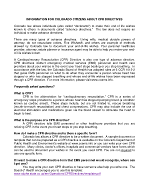 Fillable Online colorado Information for colorado citizens about cpr ...