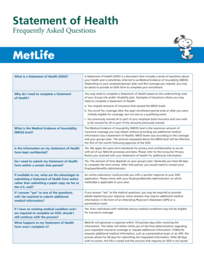Fillable Online Statement of Health - MetLife Fax Email Print - pdfFiller