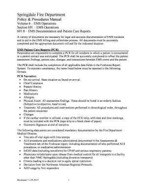 Fillable Online springdalear 601.8 EMS Documentation and Patient Care ...