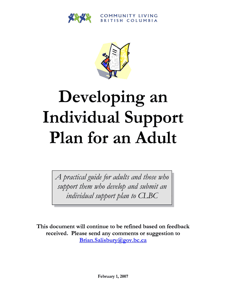 Fillable Online Developing an Individual Support Plan for an Adult Fax ...