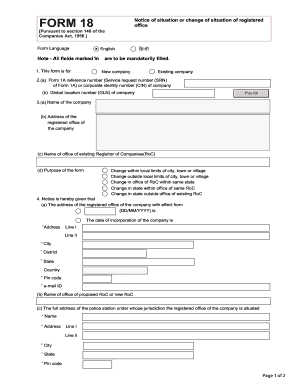 Fillable Online Notice of situation or change of situation of ...