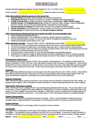 Fillable Online Standard Agreement - Vacation Rentals On-Line Fax Email ...