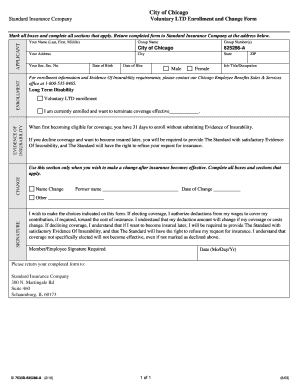 Fillable Online cityofchicago Enrollment and Change Form - City of ...