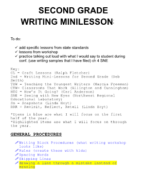 Fillable Online SECOND GRADE WRITING MINILESSONS - Reading Lady Fax ...