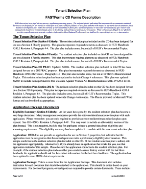 Fillable Online Tenant Selection Plan FASTForms CD Forms Description ...