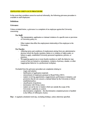 Fillable Online uapb 1 EMPLOYEE GRIEVANCE PROCEDURE In the event that a ...
