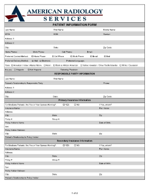 Fillable Online Patient Registration Form - American Radiology Services ...