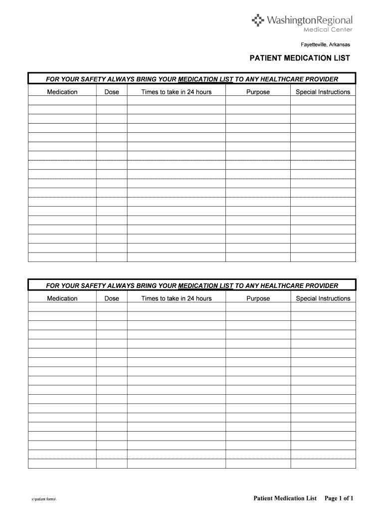 Fillable Online PATIENT MEDICATION LIST Fax Email Print - pdfFiller