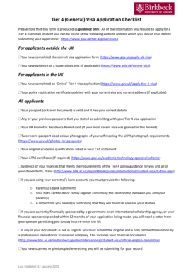 Fillable Online Tier 4 (General) Visa Application Checklist Fax Email Print - pdfFiller