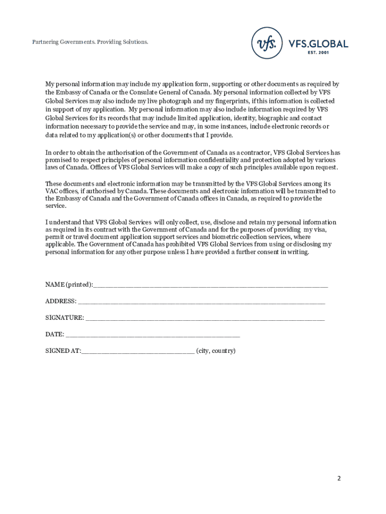 Vfs Consent Form Sample Fill Online Printable Fillable Blank 